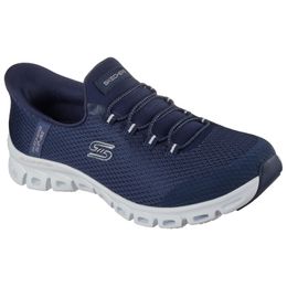 Slip-On Sneaker Skechers "GLIDE-STEP-PURSUIT", Damen, Gr. 42, blau (navy), Textil, Schuhe Slip-On Sneaker, Freizeitschuh mit elastischem Einstieg