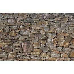 Vliestapete Komar "Digitaldruck Vlies - Stone Wall - Gr&ouml;&szlig;e 400 x 260 cm", bunt (bunt, bunt), B:400m L:260m, Vlies, Tapeten, Vliestapete, Wohnzimmer, Schlafzimmer