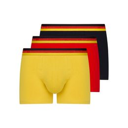 Retro Pants Bruno Banani "Golden Goal", Herren, Gr. L, rot (schwarz, rot, gold), Obermaterial: 93% Baumwolle, 7% Elasthan, unifarben mit Farbeins&auml;tzen, k&ouml;rpernah, Unterhosen Retro Pants, mit mehrfarbigem Bund