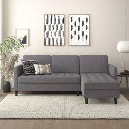 Ecksofa DOREL HOME "Presley, L-Form", grau, B:213cm H:83cm T:154cm, Webstoff, 100% Polyester, Sofas, Ecksofa, Ecksofa mit Bett-Funktion und Stauraum, verstellbare R&uuml;ckenlehne