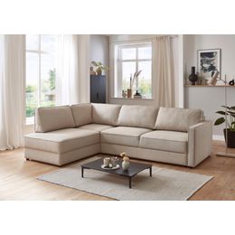 Schlafsofa "Chill", beige (creme), B:250cm H:86cm T:200cm, 100% Polyester, ATLANTIC HOME COLLECTION, Sofas, Schlafsofa, Ecksofa mit Bettfunktion und Bettkasten