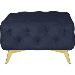 Polsterhocker Home Affaire "Amaury", blau, B:80cm H:45cm T:80cm, Struktur (100% Polyester);Samtoptik (100% Polyester), Hocker, Polsterhocker, Chesterfield-Optik, Breite 80cm, Fu&szlig;farbe w&auml;hlbar