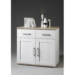 HBZ-MEBLE Kommode HBZ "Romance im Landhaustil, BxHxT 93x88x45 cm", braun (sibiu l&auml;rche), B:93cm H:88cm T:45cm, Holzwerkstoff, Sideboards, Kommode, Schrank mit 2 T&uuml;ren, 2 Schubk&auml;sten und 2 Einlegeb&ouml;den