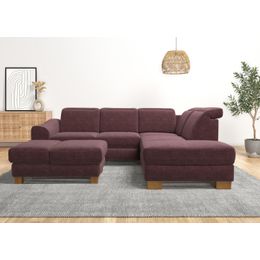 Ecksofa Home Affaire "Dundee L-Form", lila (flieder), B:263cm H:86cm T:219cm, Flachgewebe 100% Polyester, Sofas, Ecksofa, wahlweise mit Kopfteilverstellung und zus&auml;tzlich mit Bettfunktion