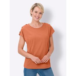 Kurzarmshirt Classic Basics "Kurzarm-Shirt", Damen, Gr. 52, orange (papaya), 100% Baumwolle, unifarben, Rundhals, Shirts Kurzarmshirt