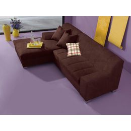 Ecksofa Home Affaire "Anzio, elegant und gem&uuml;tlich, Breite 239cm, L-Form", braun, B:239cm H:75cm T:82cm, Sofas, Ecksofa, wahlweise mit Bettfunktion