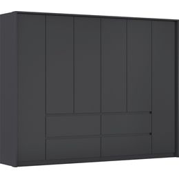 Dreht&uuml;renschrank Rauch "Mainz mit Passepartout", grau (graumetallic), B:275cm H:212cm T:58cm, Holzwerkstoff, Schr&auml;nke, Dreht&uuml;renschrank, optional mit Beleuchtung, Au&szlig;ent&uuml;ren mit Push-to-Open Funktion