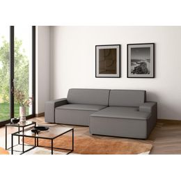 Ecksofa Trendmanufaktur "Graz, wahlweise mit Sitzvorschub und Bettkasten, L-Form, Breite 246 cm", grau (anthrazit), B:246cm H:73cm T:162cm, 100% Polyester, Sofas, Ecksofa, in Cord-, haustierfreundlichem LEO Struktur- oder LUMOS-3D-Bezug