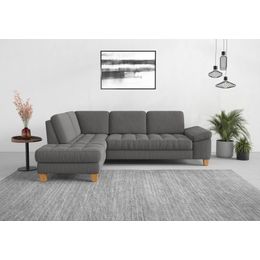 Sit & More Ecksofa SIT & MORE "Westham L-Form", grau, B:261cm H:88cm T:179cm, 90% Polyester 10%Polyamid, Sofas, Ecksofa, mit Ottomane, mit oder ohne Bettfunktion, Bettkasten, Verstellung