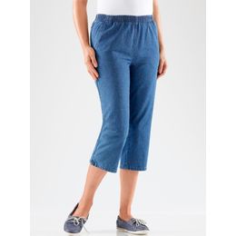 Caprijeans Classic Basics, Damen, Gr. 50, Normalgr&ouml;&szlig;en, blau (blau, stone, washed), 100% Baumwolle, unifarben, knielang, Jeans Caprijeans