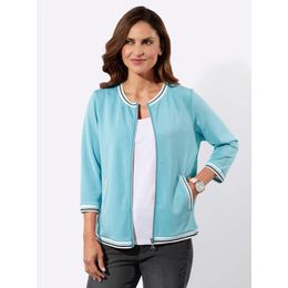 Shirtjacke Inspirationen "Sweatjacke", Damen, Gr. 46, aquamarin, 50% Modal, 44% Polyester, 6% Elasthan, unifarben, Rundhals, Shirts Shirtjacke