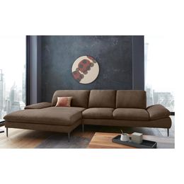 Ecksofa W.Schillig "enjoy&MORE, Designsofa, bequem, zeitlos und elegant, L-Form", braun (mocca s37), B:340cm H:87cm T:185cm, Chenille-Flachgewebe R66 (85% Polyester, 15% Nylon);Longlife Xtra-Leder Z59: Glattleder mit modischer Pr&auml;gung. Hautst&auml;rke 0, 9 - 1, 1 mm;Stoff S37 (100% Polyester), Sofas, Ecksofa, Sitztiefenverstellung, F&uuml;&szlig;e schwarz pulverbeschichtet, Breite 340 cm