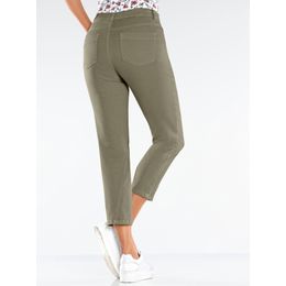Bequeme Jeans Inspirationen, Damen, Gr. 25, Kurzgr&ouml;&szlig;en, gr&uuml;n (khaki), 85% Baumwolle, 13% Polyester, 2% Elasthan, unifarben, 7/8-L&auml;nge, Jeans Bequeme Jeans