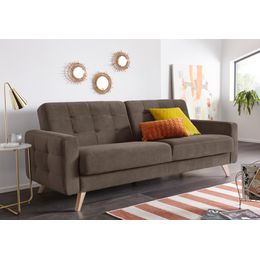 3-Sitzer exxpo - SOFA FASHION "Nappa, kompakt, bequem, zeitloses Design, Breite 222cm, L-Form", grau (taupe), B:222cm H:87cm T:89cm, Samtvelours (100% Polyester);Webvelours (100% Polyester), Sofas, 3-Sitzer, tolle Detailverarbeitung