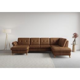 Sit & More Wohnlandschaft SIT & MORE "G&ouml;teborg", braun (cognac), B:327cm H:90cm T:226cm, Sofas, Wohnlandschaft, inkl. Sitztiefenverstellung, wahlweise mit Bettfunktion & Bettkasten
