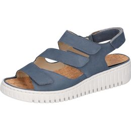 Waldl&auml;ufer Keilsandalette WALDL&Auml;UFER "H-Willow", Damen, Gr. 3,5 (36), blau (jeansblau), Nubukleder, Schuhe Keilsandalette, Sommerschuh, Sandale, Keilabsatz, mit Kork-Fu&szlig;bett, Weite H