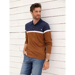 Langarmshirt Catamaran "Langarm-Poloshirt", Damen, Gr. 60/62, marine, cognac, gestreift, 100% Baumwolle, gemustert, gestreift, mehrfarbig, Shirts Langarmshirt