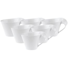 Villeroy & Boch Tasse VILLEROY & BOCH "Caf&eacute; au lait Obertassen NewWave Caff&egrave; 260 ml 6er Set wei&szlig;", wei&szlig;, Porzellan, Trinkgef&auml;&szlig;e, Tasse