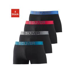 Boxer s.Oliver "Boxershorts f&uuml;r Herren", Herren, Gr. S, 4 Stk., bunt (schwarz, t&uuml;rkis, schwarz, grau, schwarz, rot, schwarz, blau), Jersey, Obermaterial: 92% Baumwolle, 8% Elasthan (LYCRA), unifarben, k&ouml;rpernah, Unterhosen Boxer, mit kontrastfarbenem Webbund, Topseller