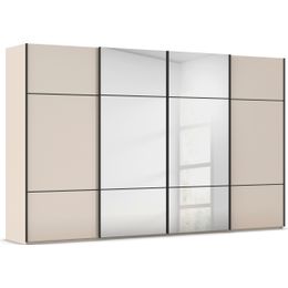 Schwebet&uuml;renschrank Rauch "Kleiderschrank Schrank Garderobe Schlafzimmerschrank SCALE-TRIO", beige (champagner, glas champagner, griffleisten schwarz), B:360cm H:223cm T:68cm, Holzwerkstoff, Schr&auml;nke, Schwebet&uuml;renschrank, edle dreigeteilte Front mit 2 Zierleisten Spiegel/Glas MADE IN GERMANY