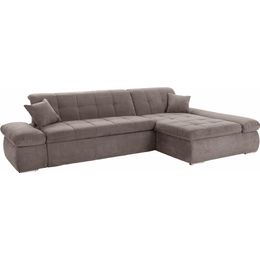 Ecksofa DOMO collection "NMoric XXL, B/T/H: 300/172/80cm, L-Form", grau (taupe), B:300cm H:80cm T:172cm, Chenille (85% Polyester, 15% Acryl);Luxus-Microfaser (100% Polyester);Struktur ( 100% Polyester);Microfaser PRIMABELLE (100% Polyester), Sofas, Ecksofa, wahlweise mit Bettfunktion und Armlehnverstellung