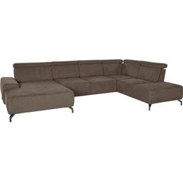 Sit & More Wohnlandschaft SIT & MORE "Gizeh U-Form", braun (chocco), B:340cm T:230cm, Sofas, Wohnlandschaft, 12 cm Fu&szlig;h&ouml;he, inklusive Sitztiefenverstellung und Kopfteilverstellung