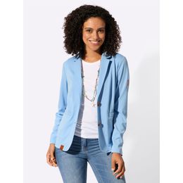 Jackenblazer Casual Looks "Blazer", Damen, Gr. 42, eisblau, 76% Polyester, 20% Viskose, 4% Elasthan, Blazer Jackenblazer
