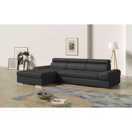 Sit & More Ecksofa SIT & MORE "Broadway L-Form", schwarz, B:284cm H:79cm T:171cm, Luxus-NaturLeder;Luxus-Kunstleder;NaturLEDER;Microfaser Primabelle (100% Polyester), Sofas, Ecksofa, inklusive Kopfteilverstellung, wahlweise mit Bettfunktion
