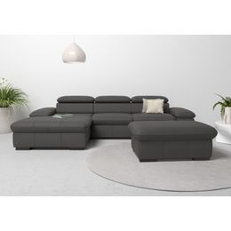 Ecksofa Home Affaire "Alberto L-Form", braun (mokka), B:286cm H:73cm T:174cm, Luxus-Microfaser Lederoptik (100% Polyester);Luxus-Microfaser ALTARA NUBUCK (100% Polyester);Luxus-Microfaser weich (90% Polyester, 10% Polyamid);Microfaser Antiklederoptik, Sofas, Ecksofa, mit Kopfteilverstellung, wahlweise mit Bettfunktion