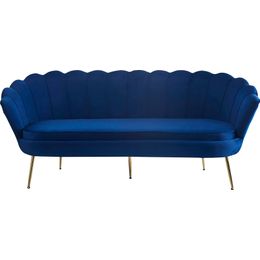 3-Sitzer Salesfever "Clam Komfortsofa", blau (dunkelblau), B:180cm H:78cm T:76cm, Samtvelours (100% Polyester), Sofas, 3-Sitzer, Extravagantes Muscheldesign: 180 cm Breite