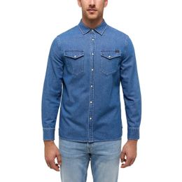 Jeanshemd Mustang "Style Duver", Herren, Gr. S, N-Gr, blau (medium bleach), Denim/Jeans, Obermaterial: 100% Baumwolle, Hemden Jeanshemd