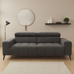 2-Sitzer DOMO collection "Trento, mit Kufenfu&szlig; oder Einzelfu&szlig;", grau (dunkelgrau), B:208cm H:79cm T:104cm, 92% Polyester, 8% Nylon, Sofas, 2-Sitzer, wahlweise mit Kopfteilverstellung und in zwei Gr&ouml;&szlig;en erh&auml;ltlich