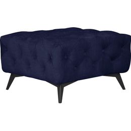Polsterhocker Home Affaire "Glynis", blau (deep ocean), B:80cm H:45cm T:80cm, Struktur (100% Polyester);Samtoptik (100% Polyester), Hocker, Polsterhocker, aufw&auml;ndige Knopfheftung, moderne Chesterfield Optik, Fu&szlig;farbe w&auml;hlbar