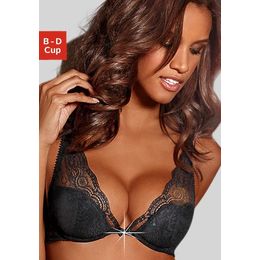 Triangel-BH Lascana, Damen, Gr. 85, Cup D, schwarz, Spitze, Obermaterial: 88% Polyamid, 12% Elasthan, BHs Triangel-BH, mit raffinierten Schmuckdetails, sexy Dessous