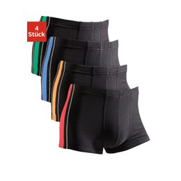 Boxer AUTHENTIC UNDERWEAR "Boxershorts f&uuml;r Herren", Herren, Gr. 4, 4 Stk., schwarz, Jersey, Obermaterial: 95% Baumwolle, 5% Elasthan, unifarben, Unterhosen Boxer, mit kontrastfarbigen Streifen seitlich, Topseller