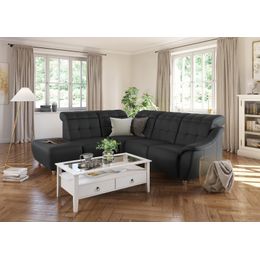 Ecksofa Home Affaire "Boston L-Form", schwarz, B:272cm, Struktur (100% Polyester);Luxus-Microfaser Florence (100% Polyester);Chenille (100% Polyester);NaturLEDER (reines Rindsleder), Sofas, Ecksofa, Kopfteilverstellung an jeder Sitzfl&auml;che, wahlweise Relaxfunktion
