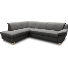 Ecksofa Home Affaire "Yesterday zeitlos und elegant, bequeme Armlehnen, L-Form", grau, B:254cm H:80cm T:186cm, 100% Polyester;Primabelle-Microfaser (100% Polyester);Antikleder-Optik Melrose (100% Polyester), Sofas, Ecksofa, wahlweise mit Bettfunktion, auch in Cord