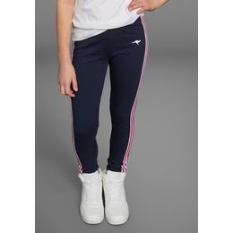 Leggings Kangaroos "mit aufgesetztem Band", M&auml;dchen, Gr. 152/158, N-Gr, blau (marine), Jersey, Obermaterial: 95% Baumwolle, 5% Elasthan, unifarben, unifarben mit Farbeinsatz, eng lang, Hosen Leggings, f&uuml;r M&auml;dchen