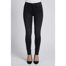Skinny-fit-Jeans Only "ONLBLUSH RHINESTONE HW SKINNY DNM TAI", Damen, Gr. XS (34), L&auml;nge 30, washed schwarz, Denim/Jeans, Obermaterial: 92% Baumwolle, 6% Elastomultiester, 2% Elasthan, unifarben, Jeans Skinny-fit-Jeans