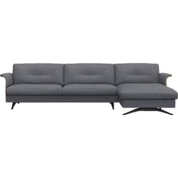 Ecksofa FLEXLUX "Glow, super bequem durch hochwertigem Sitzaufbau mit Federkern, L-Form", blau (navy blau), B:305cm H:81cm T:158cm, 62% Polyester/17%Baumwolle/14%Viscose/7%Leinen, Sofas, Ecksofa, Modernes skandinavisches Design