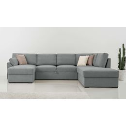 Wohnlandschaft Home Affaire "Citry", grau, B:309cm H:88cm T:224cm, 100% polyester, Sofas, Wohnlandschaft, Breite 309 cm, Chenille, Bettfunktion, Bettkasten, U-Form