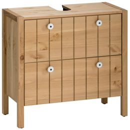 Waschbeckenunterschrank Home Affaire "Tina", beige (natur), B:57cm H:61cm T:28cm, Massivholz, Schr&auml;nke, Waschbeckenunterschrank, Badm&ouml;bel, Schrank, Breite 57 cm, Massivholz