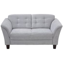 2-Sitzer Home Affaire "Trondheim", silber, B:166cm H:89cm T:90cm, Struktur fein (100% Polyester);Flachgewebe (100% Polyester);Luxus-Microfaser (90% Polyester, 10% Polyamid), Sofas, 2-Sitzer, mit Federkern, Knopfheftung im R&uuml;cken, F&uuml;&szlig;e Buche