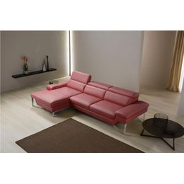Ecksofa Egoitaliano "Princess, elegantes Designsofa mit erstklassigem Sitzkomfort, L-Form", rot (burgundy), B:282cm H:95cm T:168cm, Leder CAREZZA (echtes Rindsleder) ist ein Naturleder, dass die urspr&uuml;nglichen Eigenschaften der Haut nicht ver&auml;ndert. Das Vorhandensein von verheilten Narben, K&ouml;rnungsunterschiede, Falten, Adern, Unterschiede in den Farbt&ouml;nen und andere Spuren, die die Natur auf diese