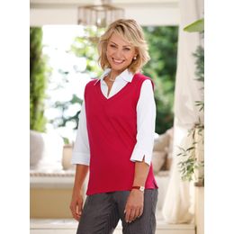 2-in-1-Shirt Classic Basics "Shirt 2 in 1", Damen, Gr. 46, rot, 100% Baumwolle, Webware:50% Baumwolle, 50% Polyester, unifarben, V-Ausschnitt, Shirts 2-in-1-Shirt