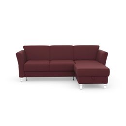 Sit & More Ecksofa SIT & MORE "Visby L-Form", rot (bordeaux), B:248cm H:87cm T:162cm, Sofas, Ecksofa, wahlweise mit Bettfunktion und Bettkasten, frei im Raum stellbar