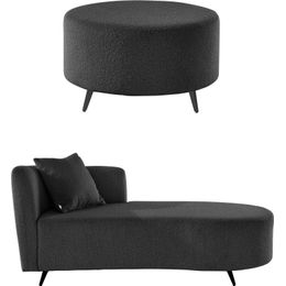 Recamiere Home Affaire "Hulby", schwarz, B:182cm H:82cm T:90cm, 95% Polyester, 5% Polyacryl, Sofas, Recamiere, wahlweise mit und ohne Hocker und Armlehne links oder rechts