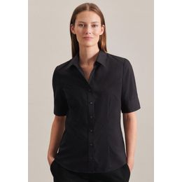 Hemdbluse Seidensticker "Schwarze Rose", Damen, Gr. XS34, schwarz, 100% Baumwolle, unifarben, slim fit, ohne Ausschnitt, Blusen Hemdbluse, 1/2 Kragen Uni