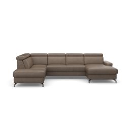Sit & More Wohnlandschaft SIT & MORE "Scarlett U-Form", grau (taupe), B:333cm T:226cm, Sofas, Wohnlandschaft, inklusive Kopfteilverstellung, wahlweise mit Bettfunktion, Bettkasten