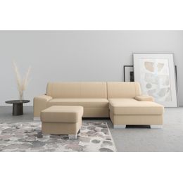 Ecksofa DOMO collection "Anzio L-Form, whlw. Bettfunktion, Federkern, hochwertig, Breite 271 cm", braun (cappucino), B:271cm H:85cm T:160cm, Sofas, Ecksofa, Ohne Bettfunktion, Recamiere rechts, Chenille-Struktur, cappucino